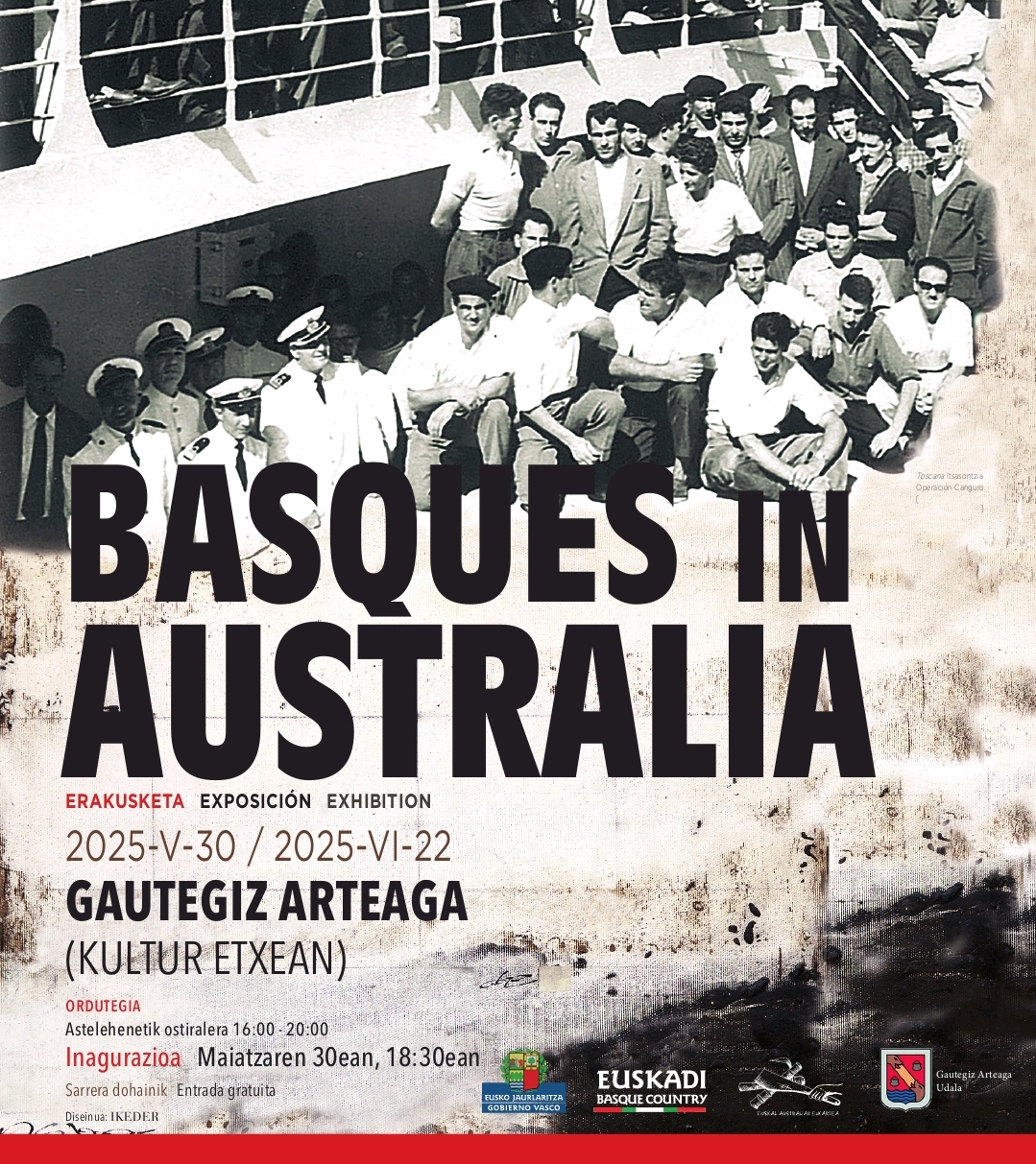'Basques in Australia' erakusketa, maiatzaren 30etik ekainaren 22ra ...